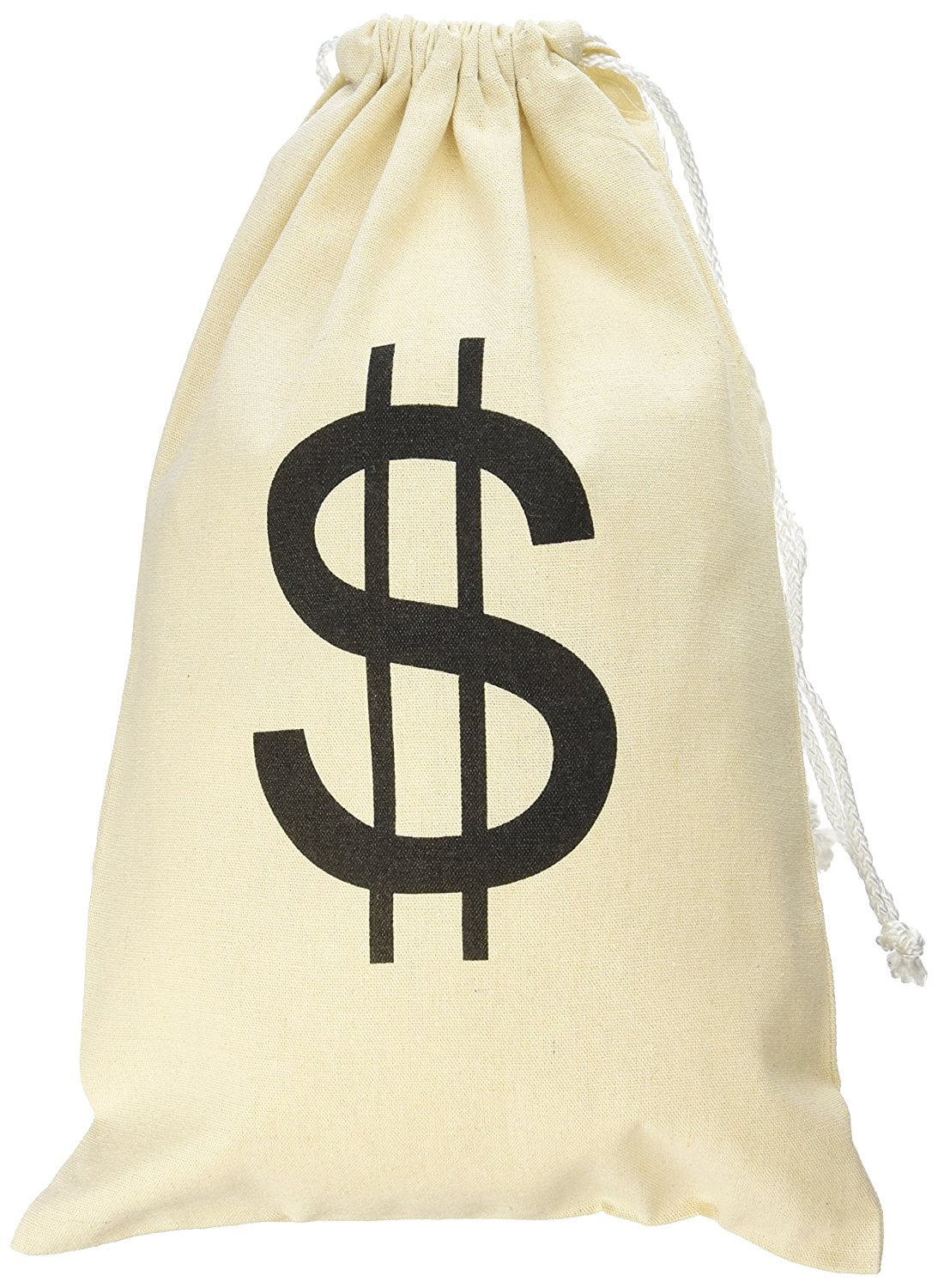 Large Canvas Natural Money Bag Pouch with Drawstring Closure and Dollar ...