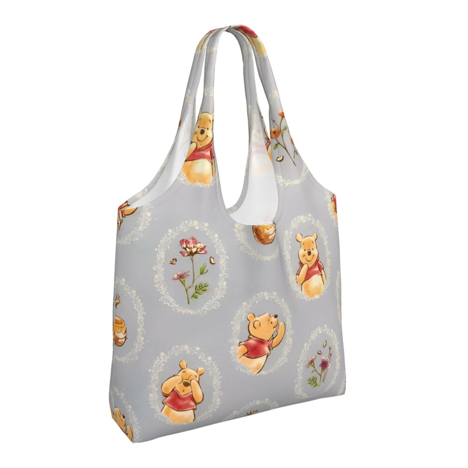 Large Canvas Tote Bag Cute Cartoon Bear Reusable Grocery Shopping Bags ...