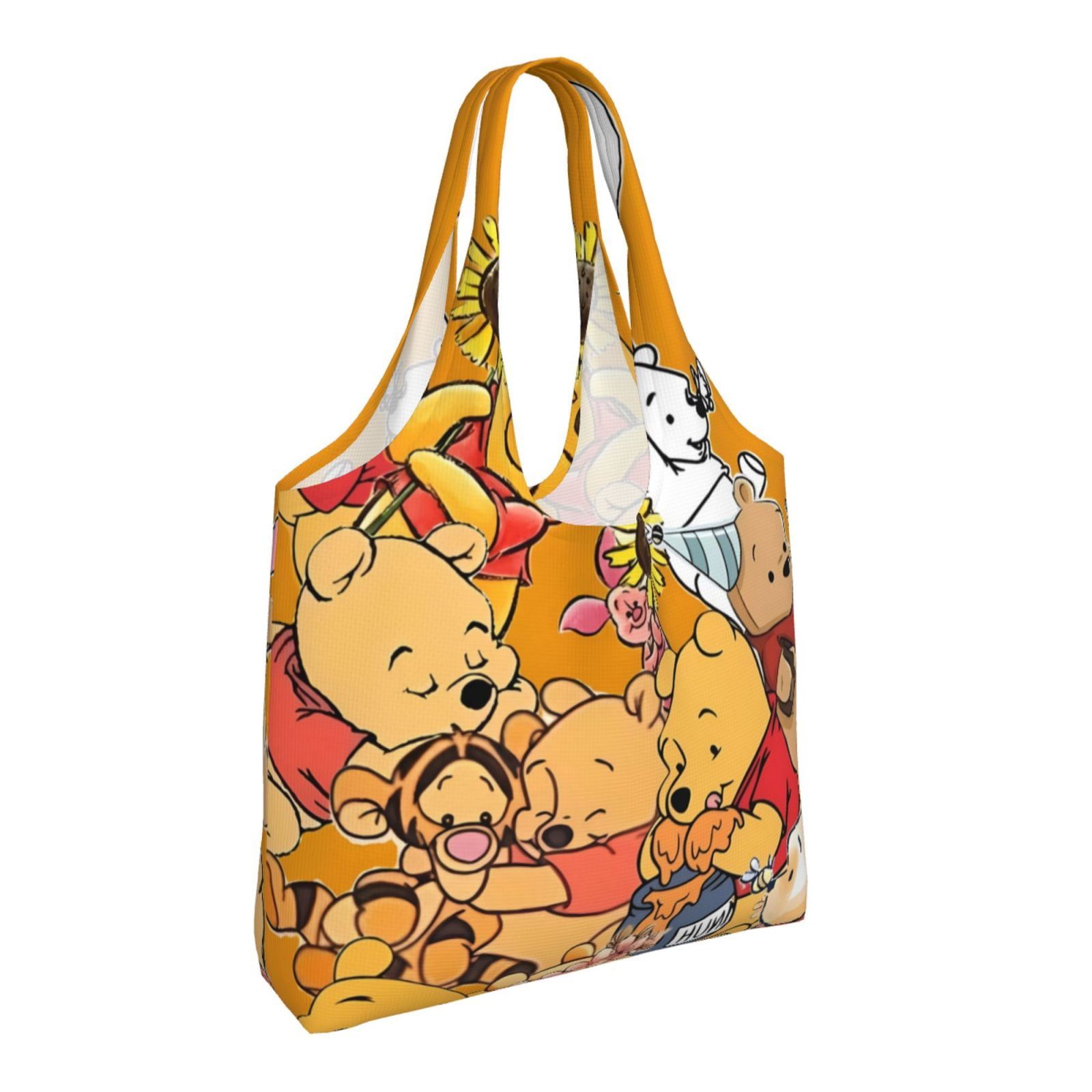 Large Canvas Tote Bag Cute Winnie The Pooh Reusable Grocery Shopping ...