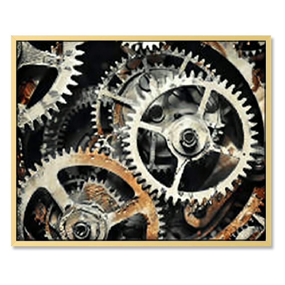 Large Canvas Wall Art Mechanical Gear Cogs Old Factory Painting ...