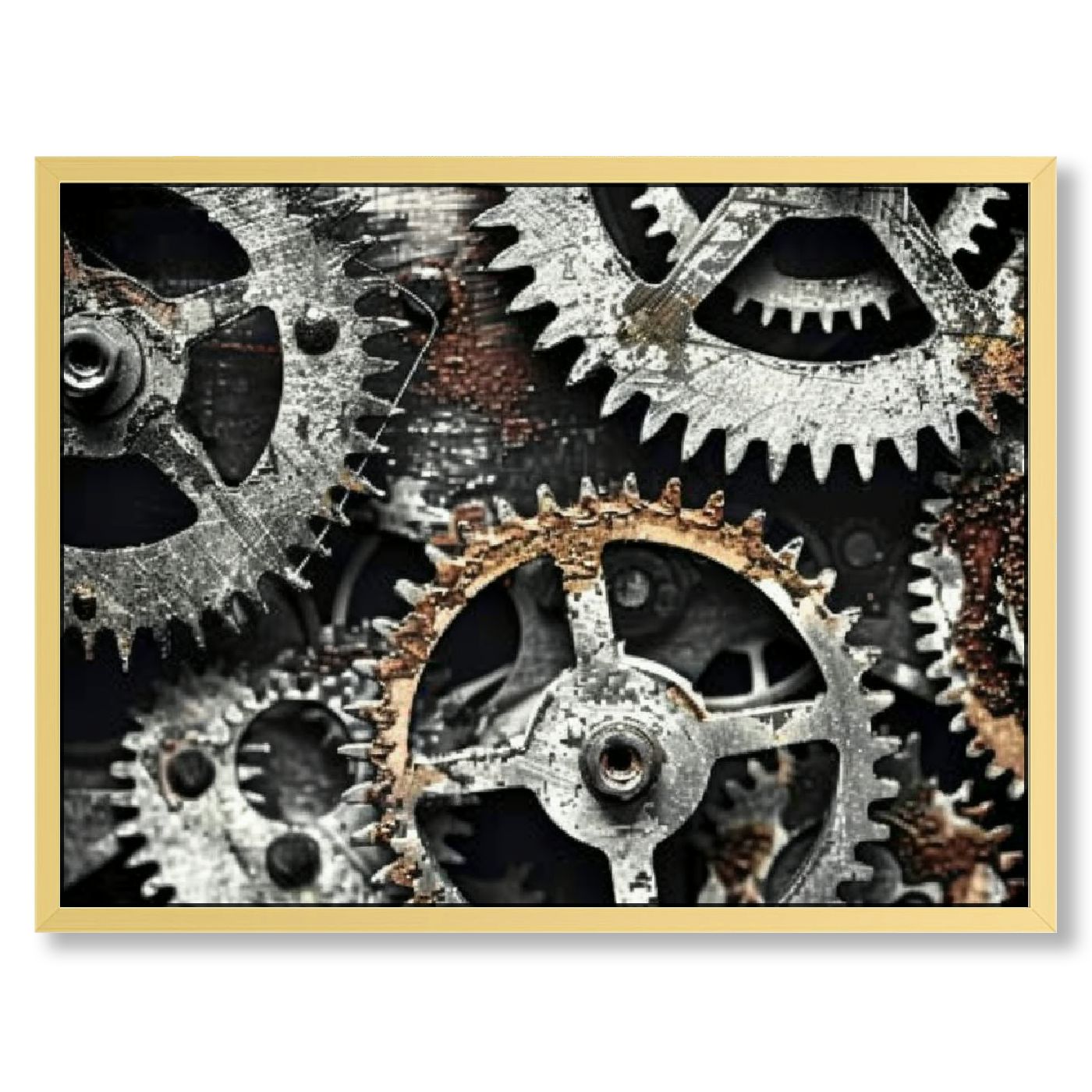 Large Canvas Wall Art Mechanical Gear Cogs Old Factory Painting ...