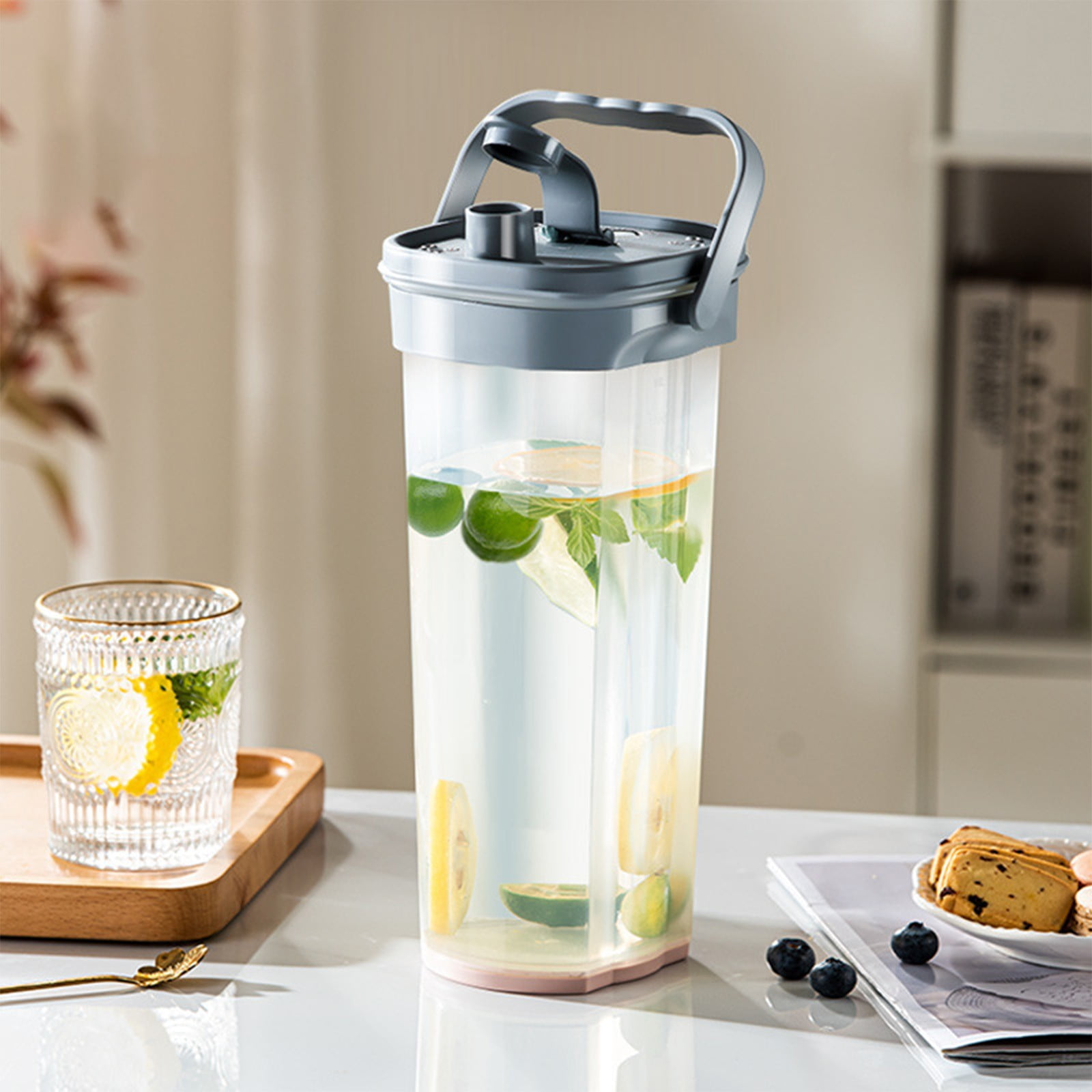 Large Capacity 2L Insulated Beverage Pitcher | Handheld Fruit Infuser ...