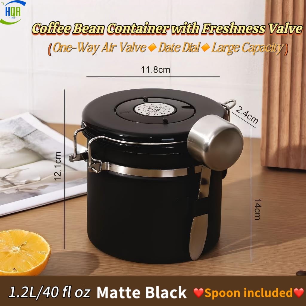 Large Capacity 304SS Coffee Bean Container with Freshness Valve, Date ...