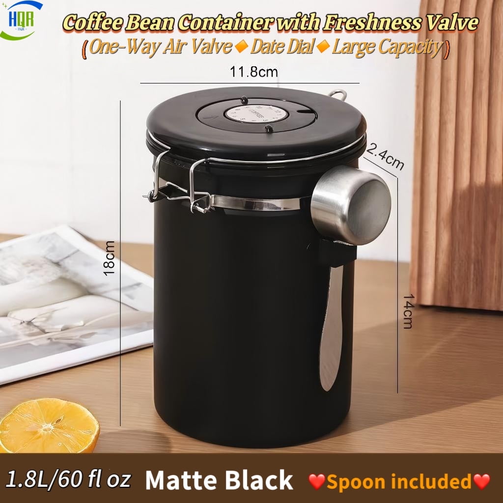 Large Capacity 304SS Coffee Bean Container with Freshness Valve, Date ...