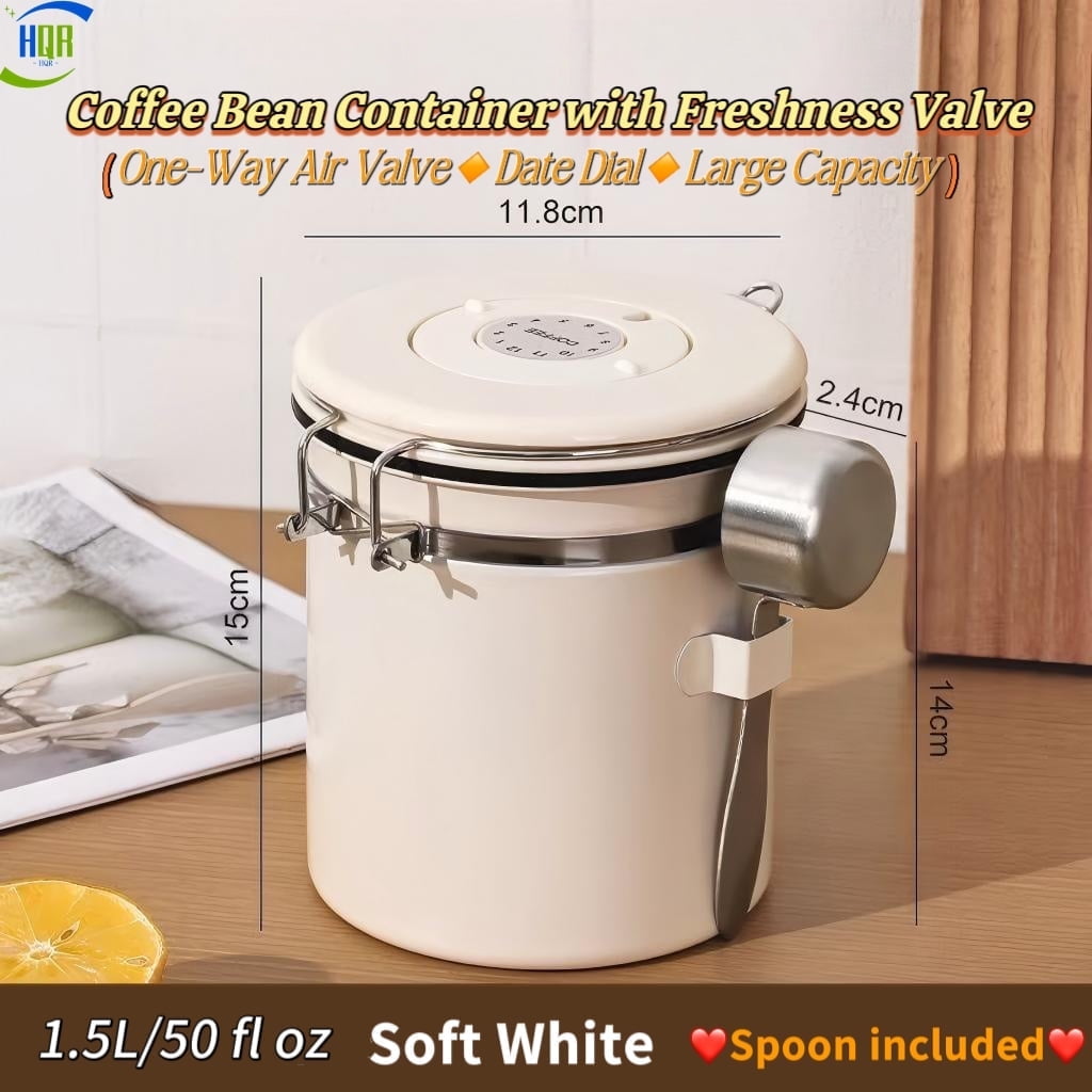 Large Capacity 304SS Coffee Bean Container with Freshness Valve, Date ...
