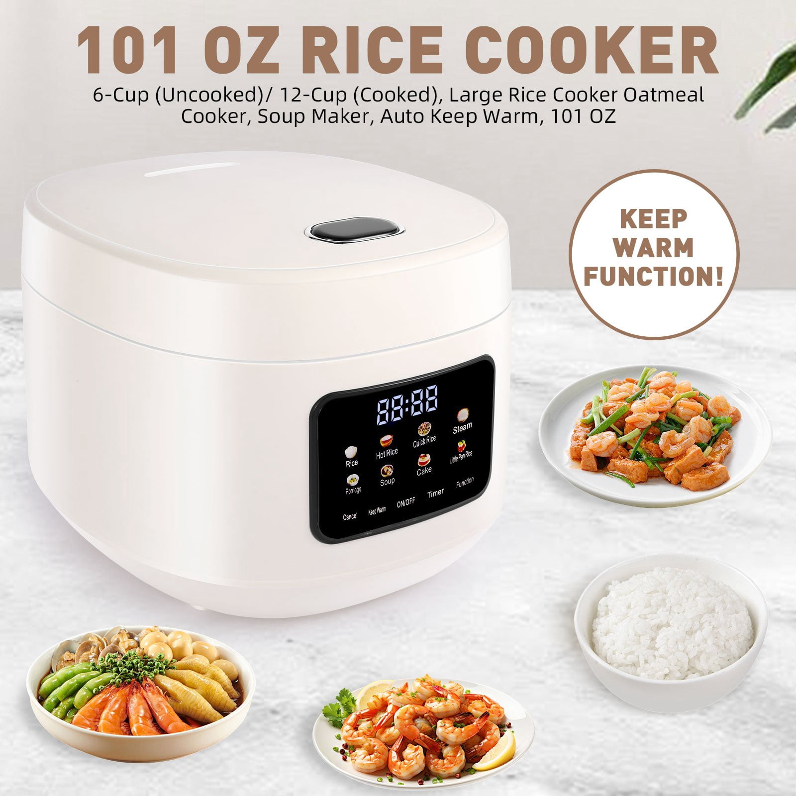 Large Capacity 6-Cup Portable Rice Cooker with 10 Cooking Functions ...