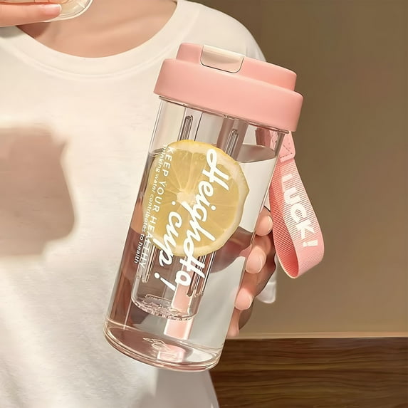 Large Capacity 600ml Plastic Water Bottle with Straw | Leak-Proof ...