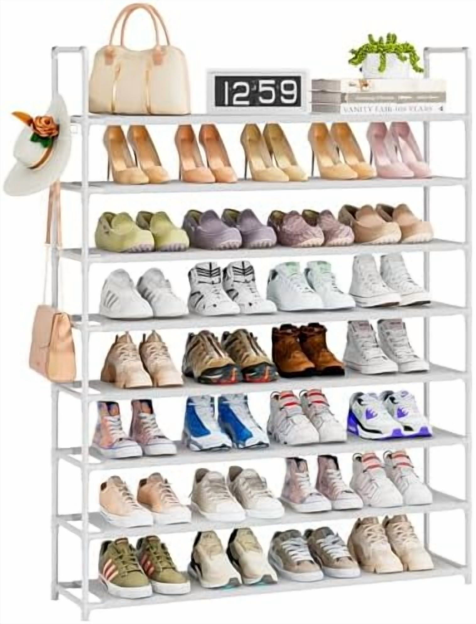 Large Capacity 7 Tier Shoe Rack, Black, 33.3in Wide x 11.2in Deep x 48 ...
