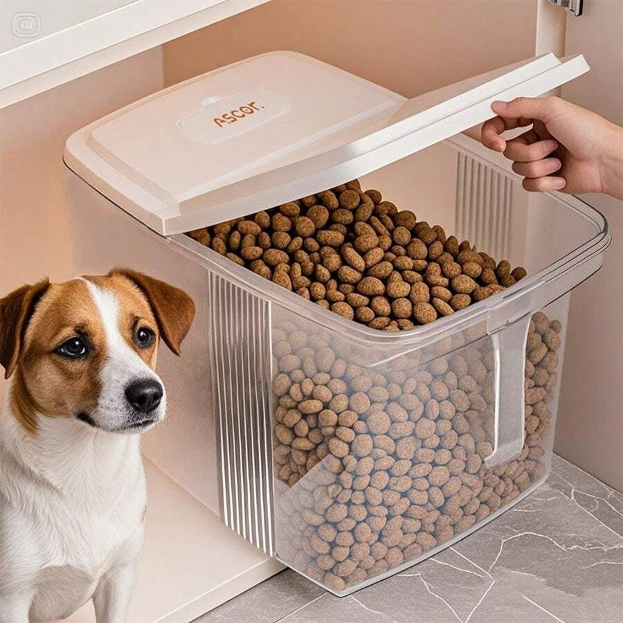 Large Capacity Airtight Pet Food Storage Container, 10 Lbs, 20 Lbs, 30 Lbs Capacity, Rectangular ...