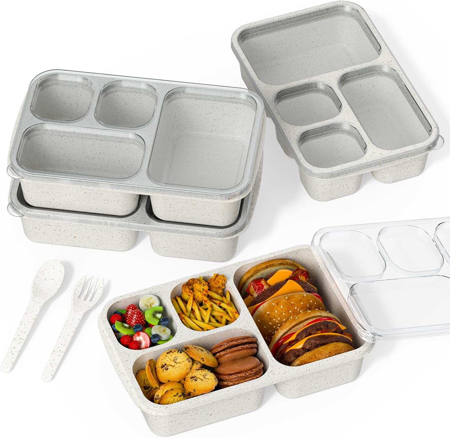 Large Capacity Bento Box for Adults, 4-Piece Set – Stackable Lunch Box ...