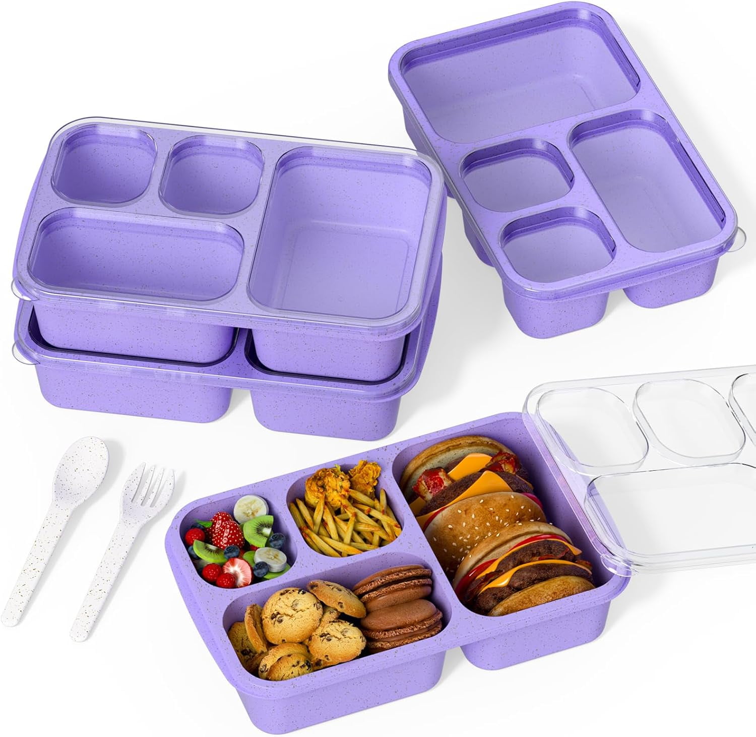 Large Capacity Bento Box for Adults, 4-Piece Set – Stackable Lunch Box ...