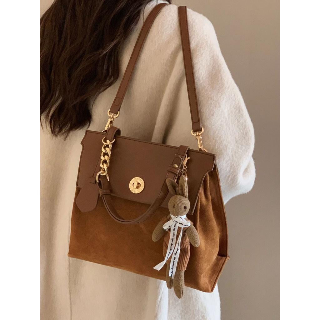 Large Capacity Brown Underarm Tote Bag Women's 2023 New Maillard ...