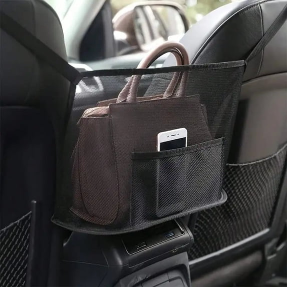 Large Capacity Car Seat Net Pocket, Handbag Purse Holder Bag Organizer ...