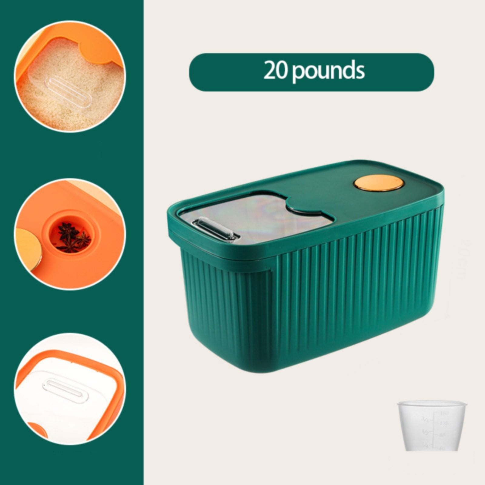 Large Capacity Clear Plastic Rice Container with Airtight Seal for ...