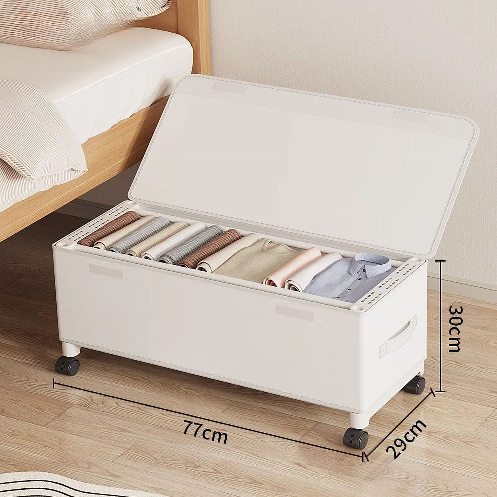 Large Capacity Clothes Storage Box with Wheels Mobile Under-bed ...
