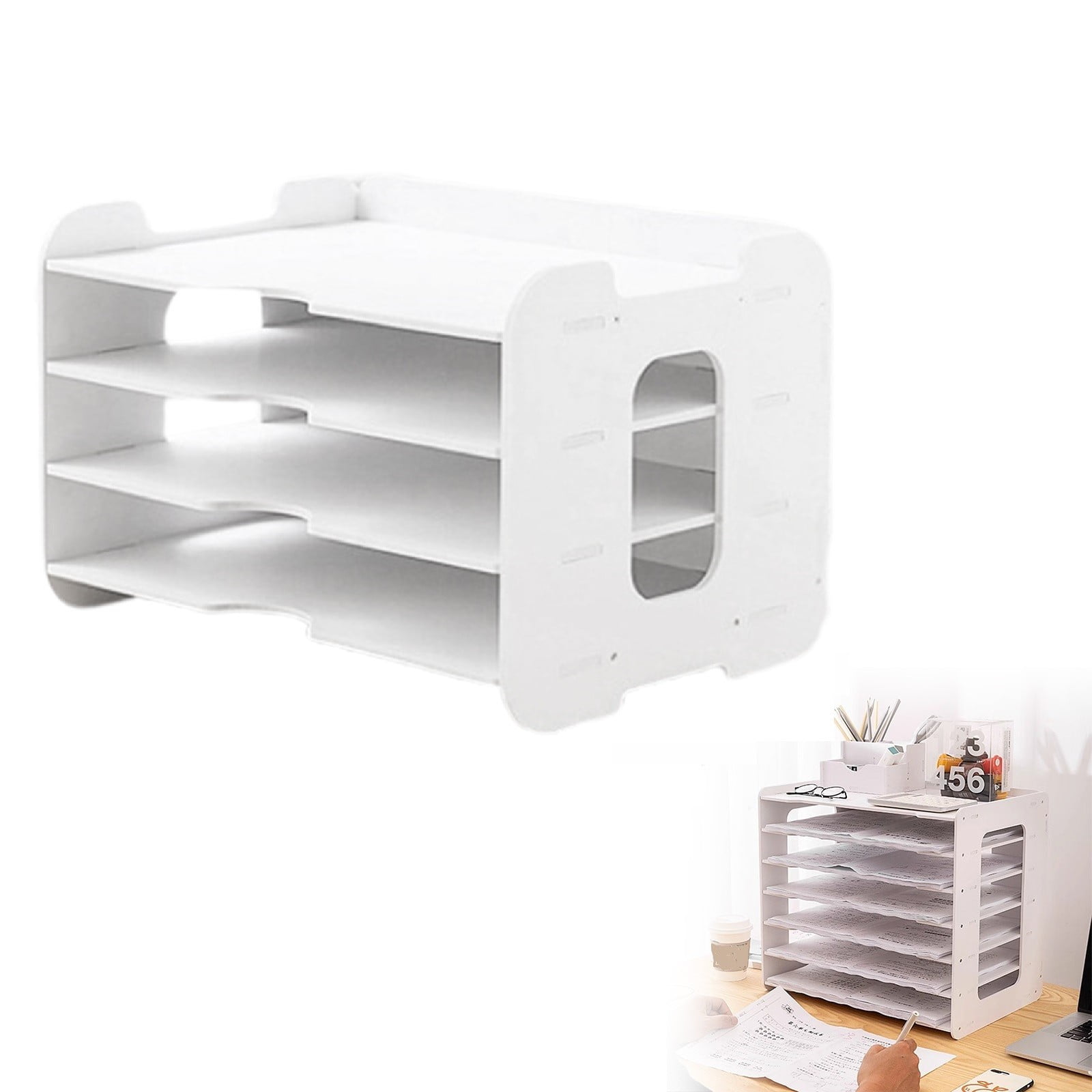 Large Capacity Desk Organizer 4 Tier Paper Tray | Stackable File ...