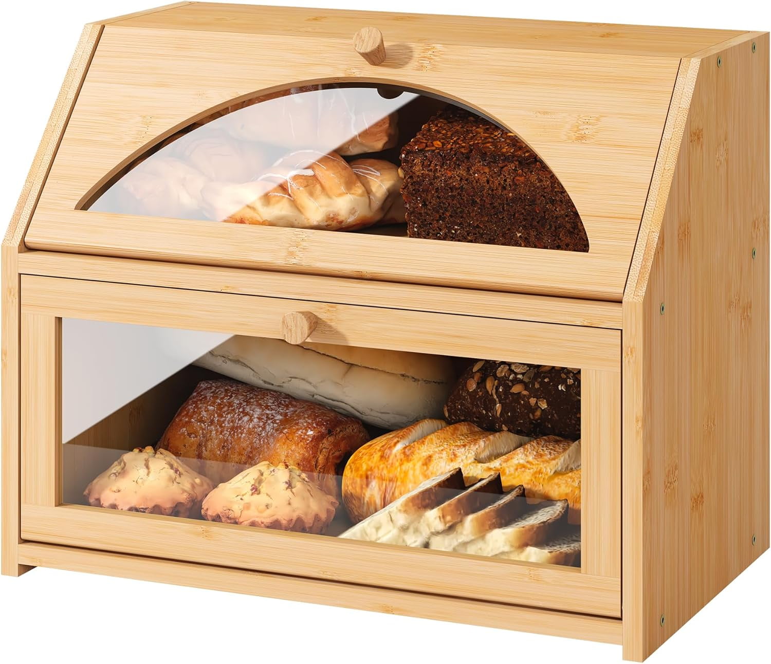 Large Capacity Double Layer Bread Box for Kitchen Countertop Corner ...