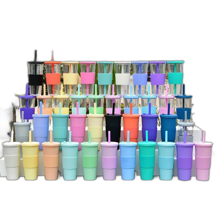 Large-Capacity Double-Layer Plastic Cup Large Hole Straw Pearl Boba ...