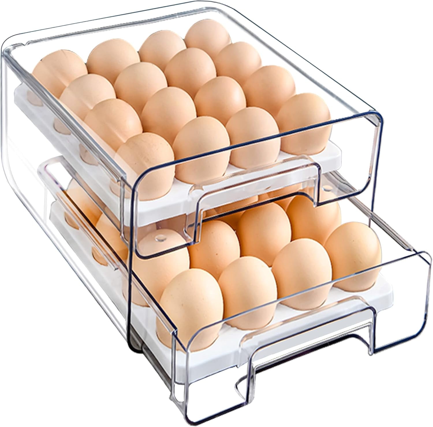 Large Capacity Egg Container for Refrigerator - 32 Eggs, Double Layer ...