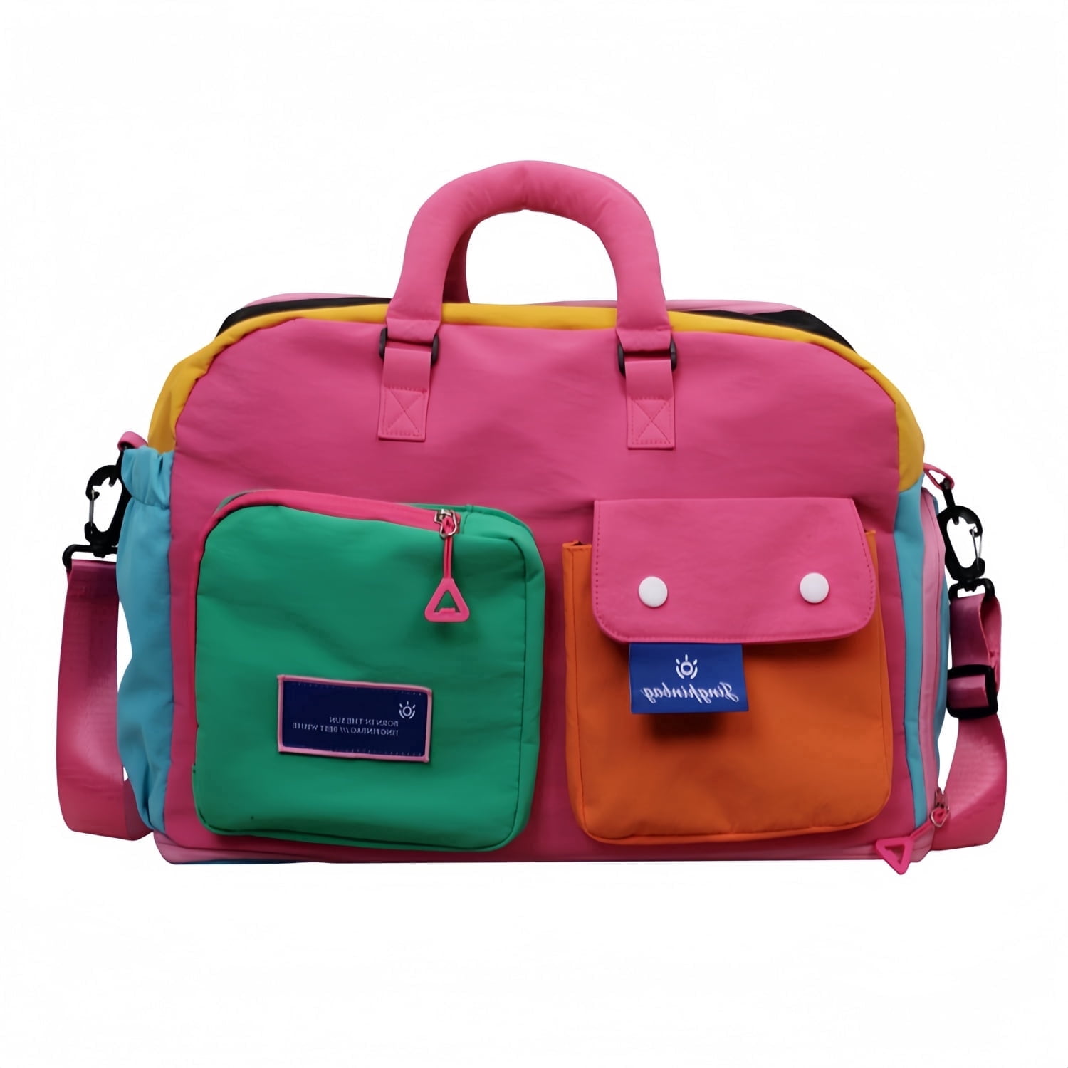 Large Capacity Expandable Stylish Color Block Travel Duffel Bag Multi ...