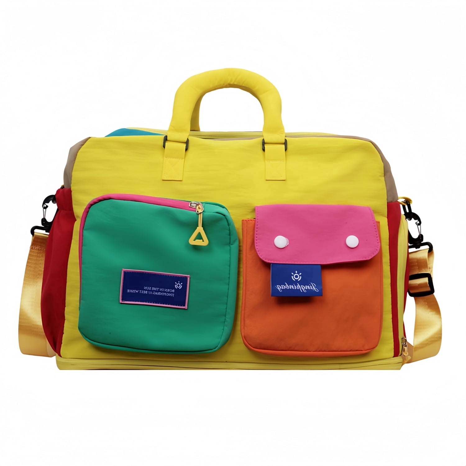 Large Capacity Expandable Stylish Color Block Travel Duffel Bag Multi ...