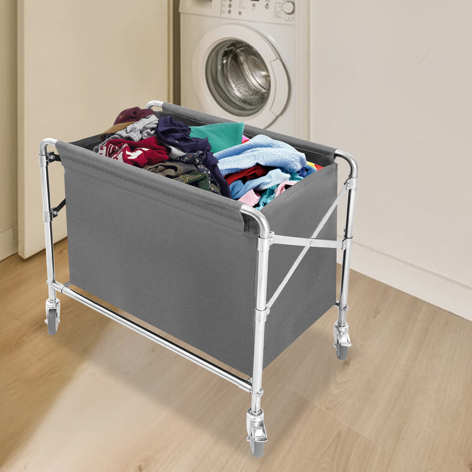 Large Capacity Foldable Laundry Cart with 4 Wheels for Toys,Home ...