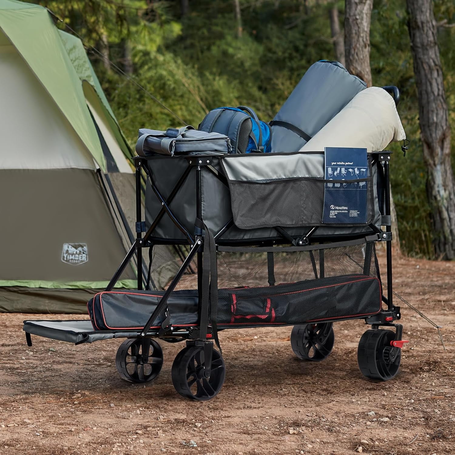 Large Capacity Folding Double Decker Wagon with Brakes, 54" Long ...