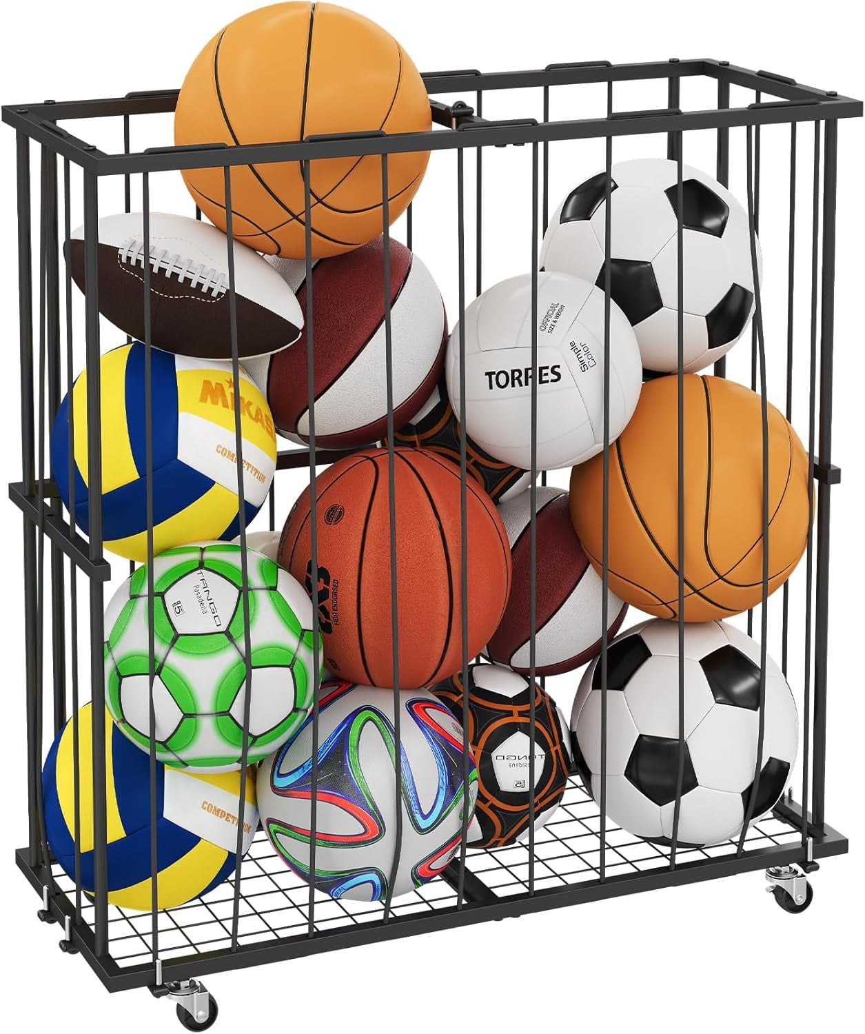 Large Capacity Garage Ball Storage, Floor Sports Equipment Organizer ...