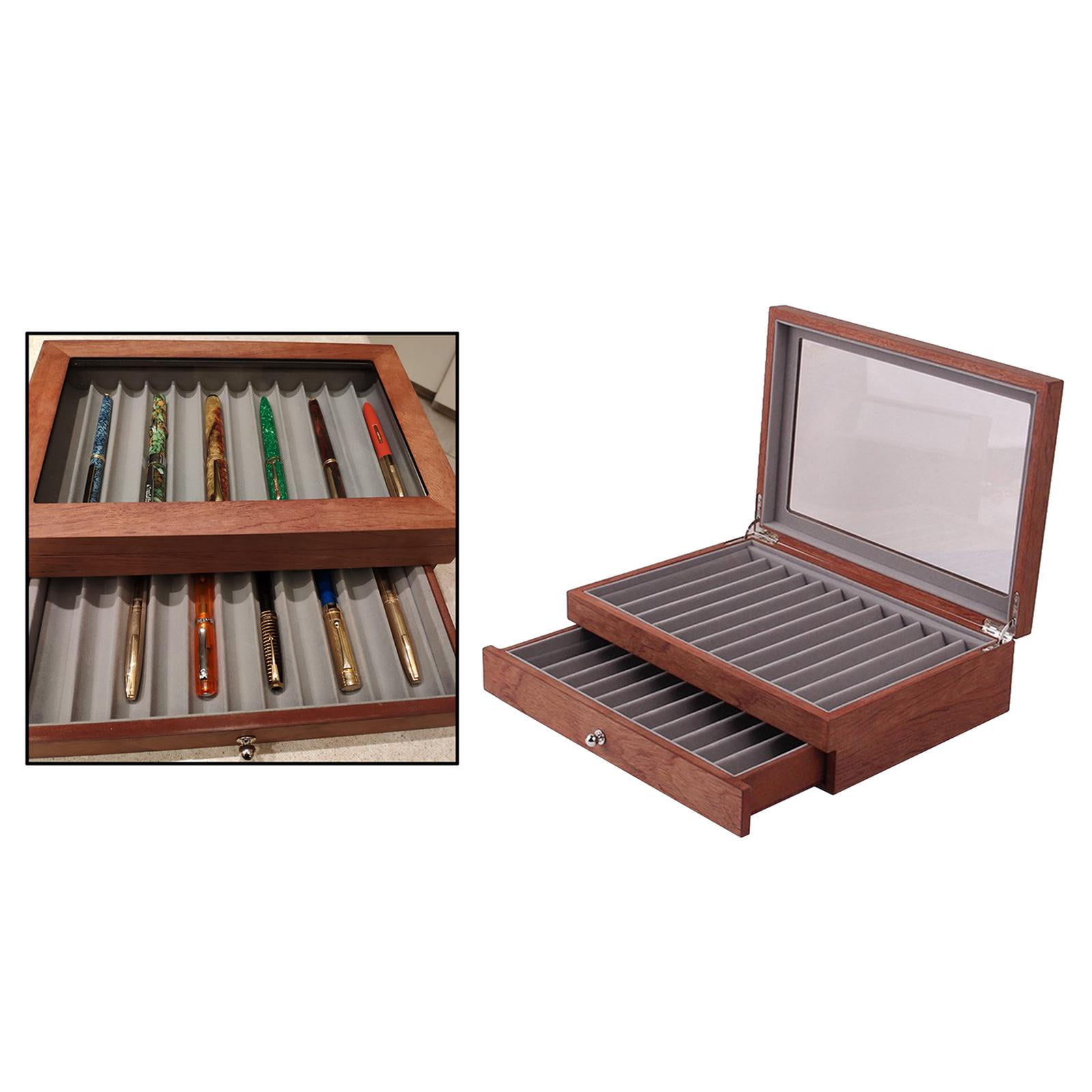 Large Capacity Generous 23 Slots Pen Display Box with Lid Window with ...