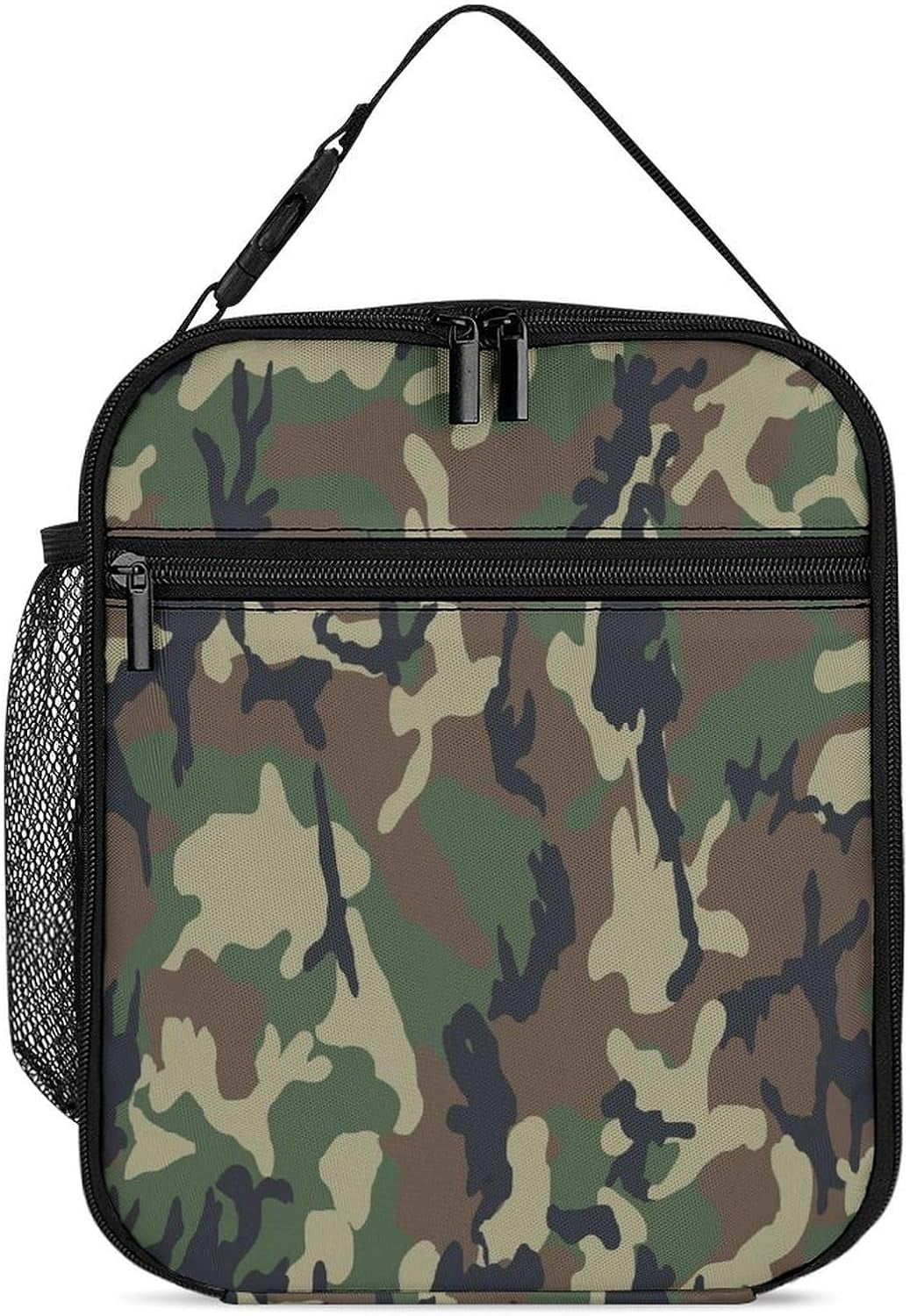 Large Capacity Insulated Lunch Bags, Green Camo Army Camouflage 3D ...