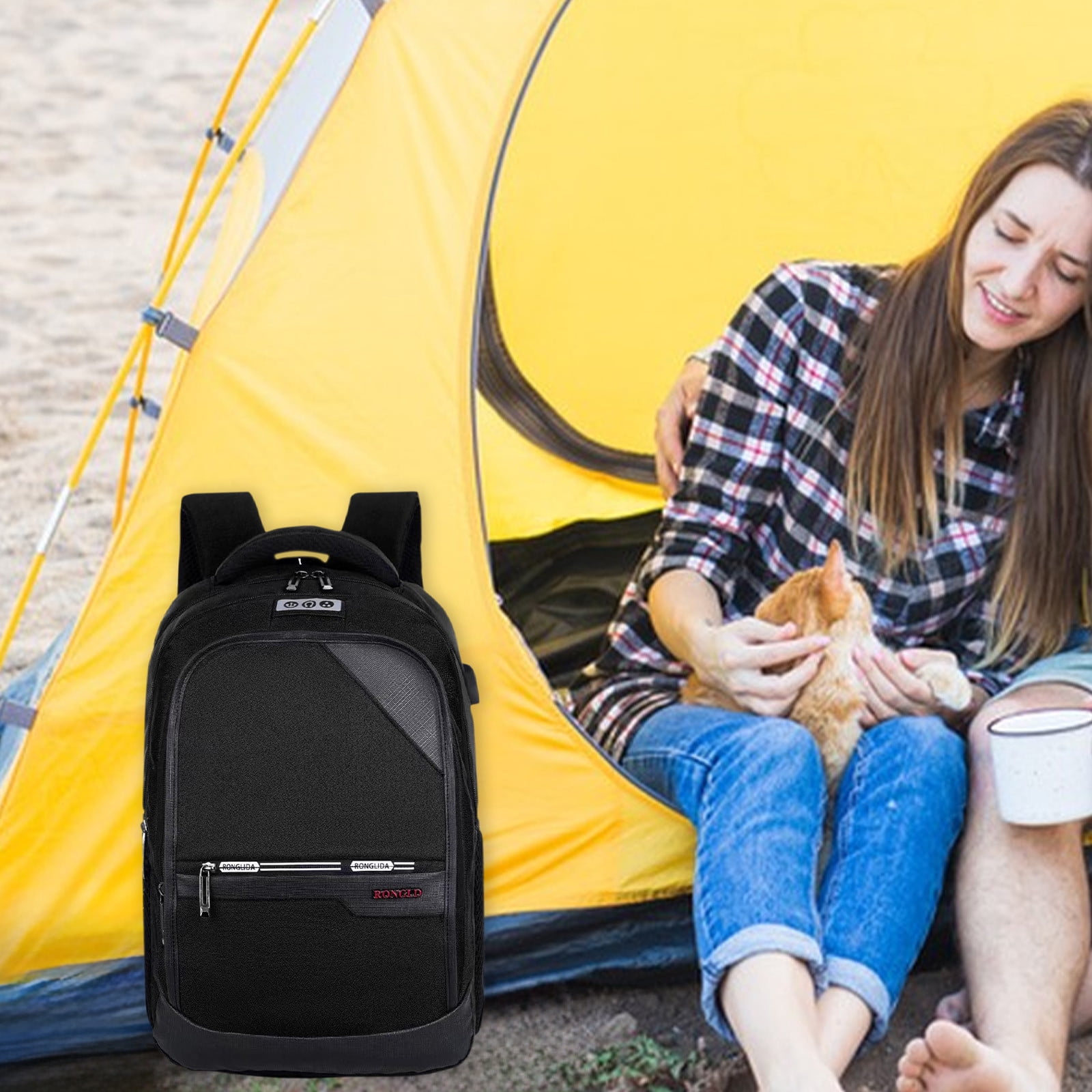 Large Capacity Laptop Backpack 16 Inch | Multi-Compartment Linen Travel ...