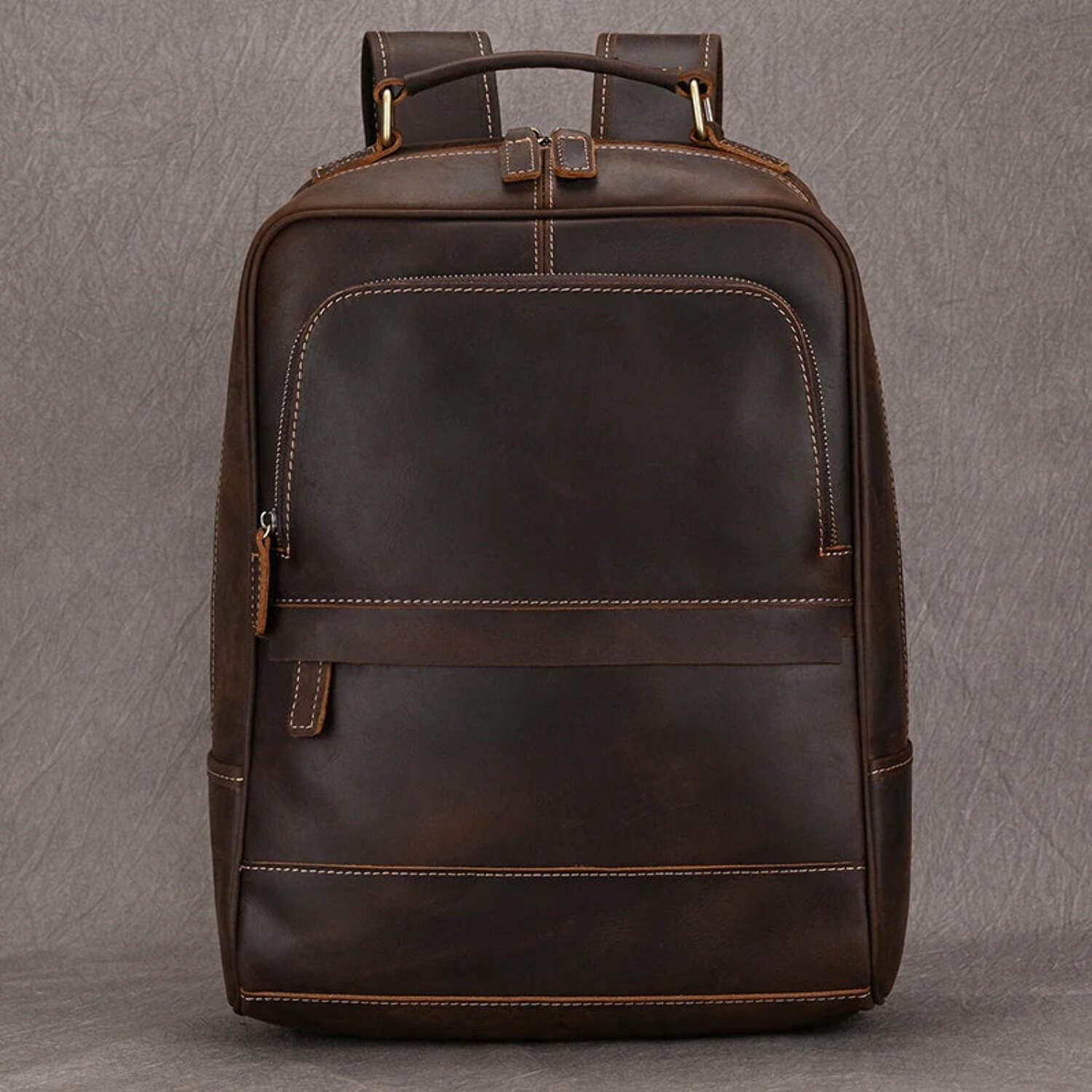 Large Capacity Leather Backpack Men 15.6" Laptop Travel Bag - Walmart.com