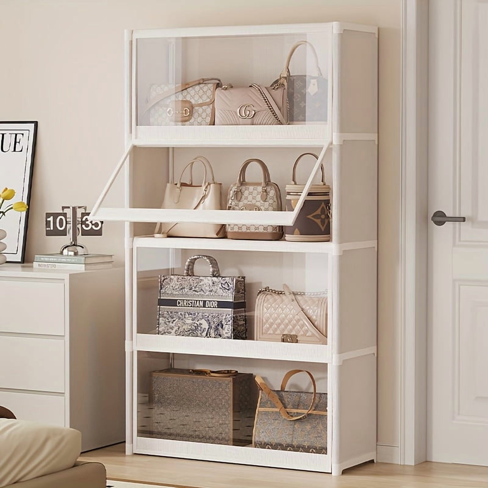 Large Capacity Multi-Tier Clear Shelving Organizer - Heavy-Duty Plastic ...