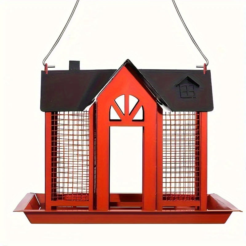 Large Capacity Outdoor Bird Feeder - Waterproof Metal Mesh With Triple ...