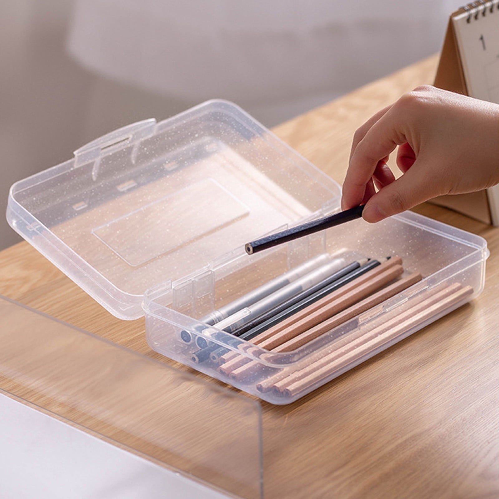 Large Capacity Pencil Boxes Clear Boxes，Student Stationery Storage Box ...