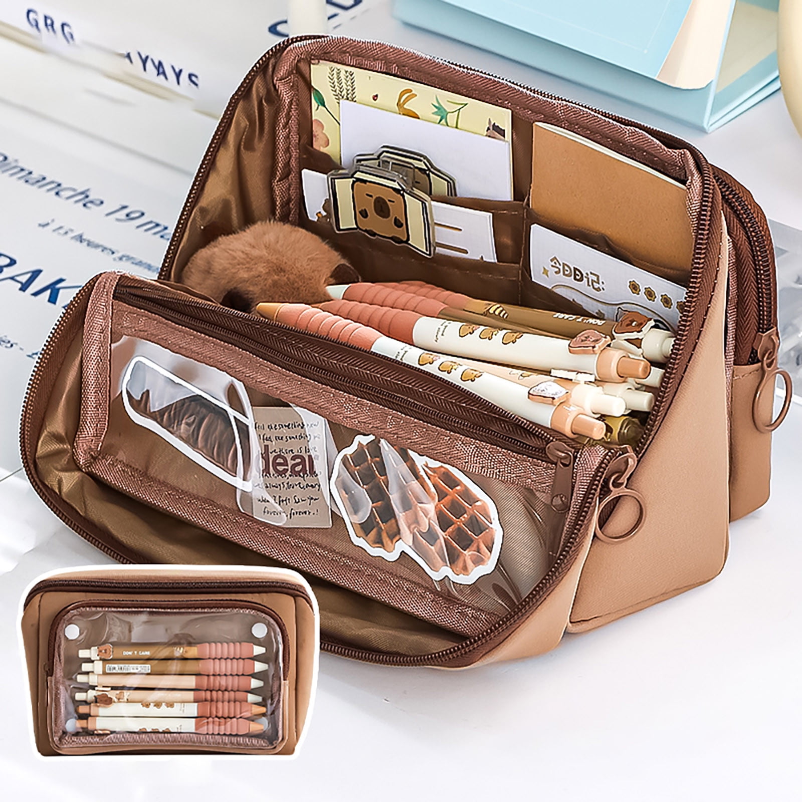 Large Capacity Pencil Case Organizer | Zippered Pen Pouch with 9 ...
