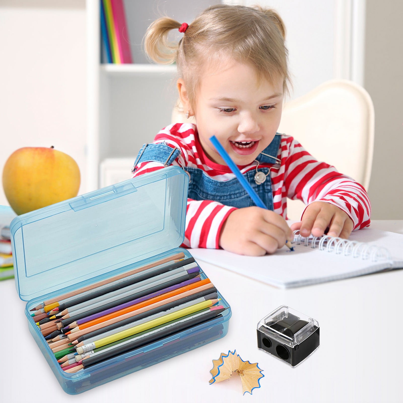 Large Capacity Pencil Case, Plastic Crayon Pencil Boxes with Snap-Tight ...