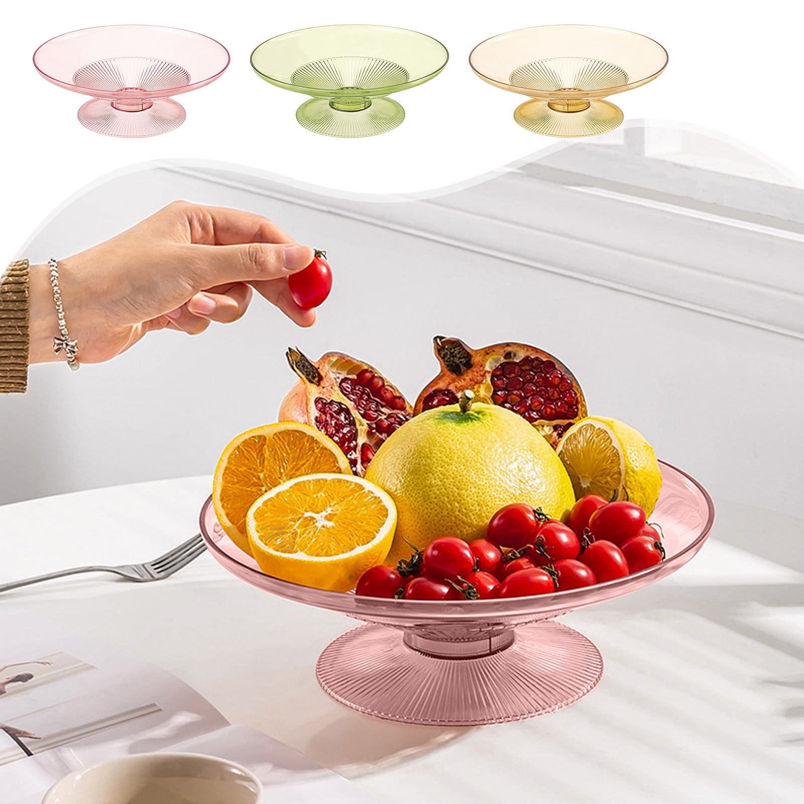 Large Capacity Plastic Fruit Tray | Multi-Color Serving Platter for ...