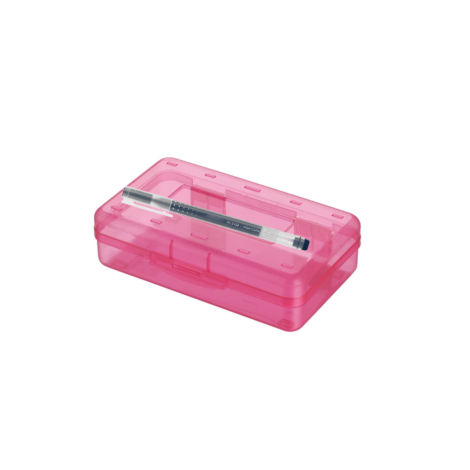 Large Capacity Plastic Pencil Box - Clear Stackable Organizer with Snap ...