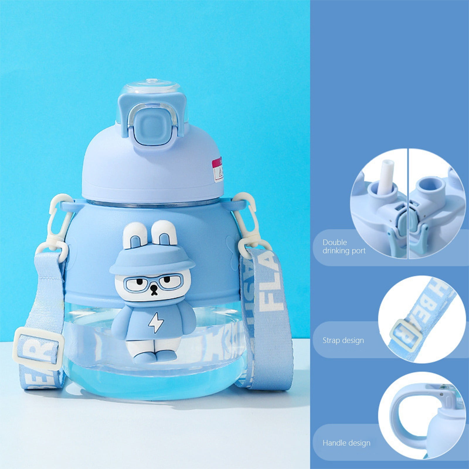 Large Capacity Plastic Water Bottle, Straw Cup Design, Leakproof Lid ...