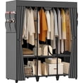 Large Capacity Portable Wardrobe Closet in Gray with 3 Hanging Rods, 6 ...