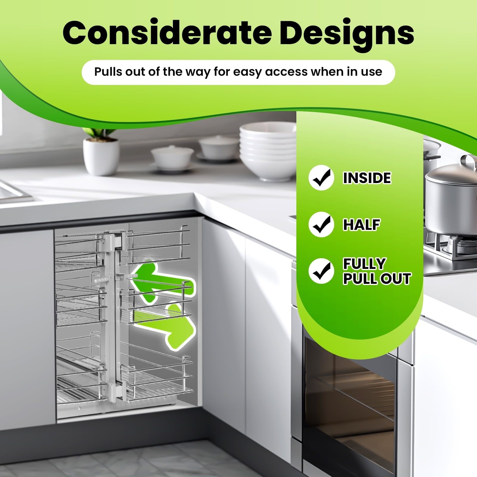 Large - Capacity Pull - Out Kitchen Organizer for Pots and Pantry Items ...