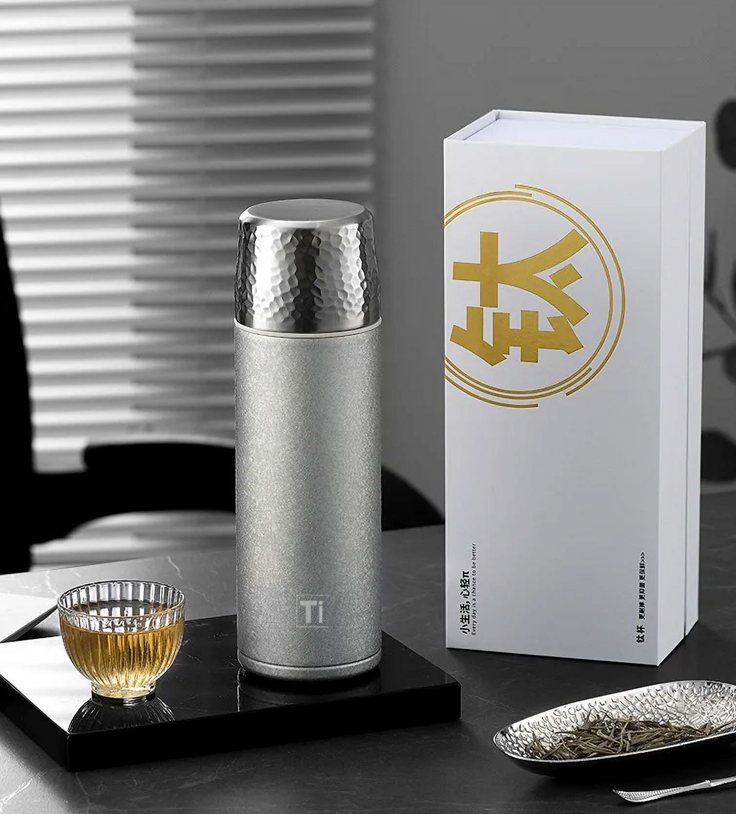 Large Capacity Pure Titanium Cup bottle 480ml Vacuum Insulated Tea Thermos Perfect for Office or ...