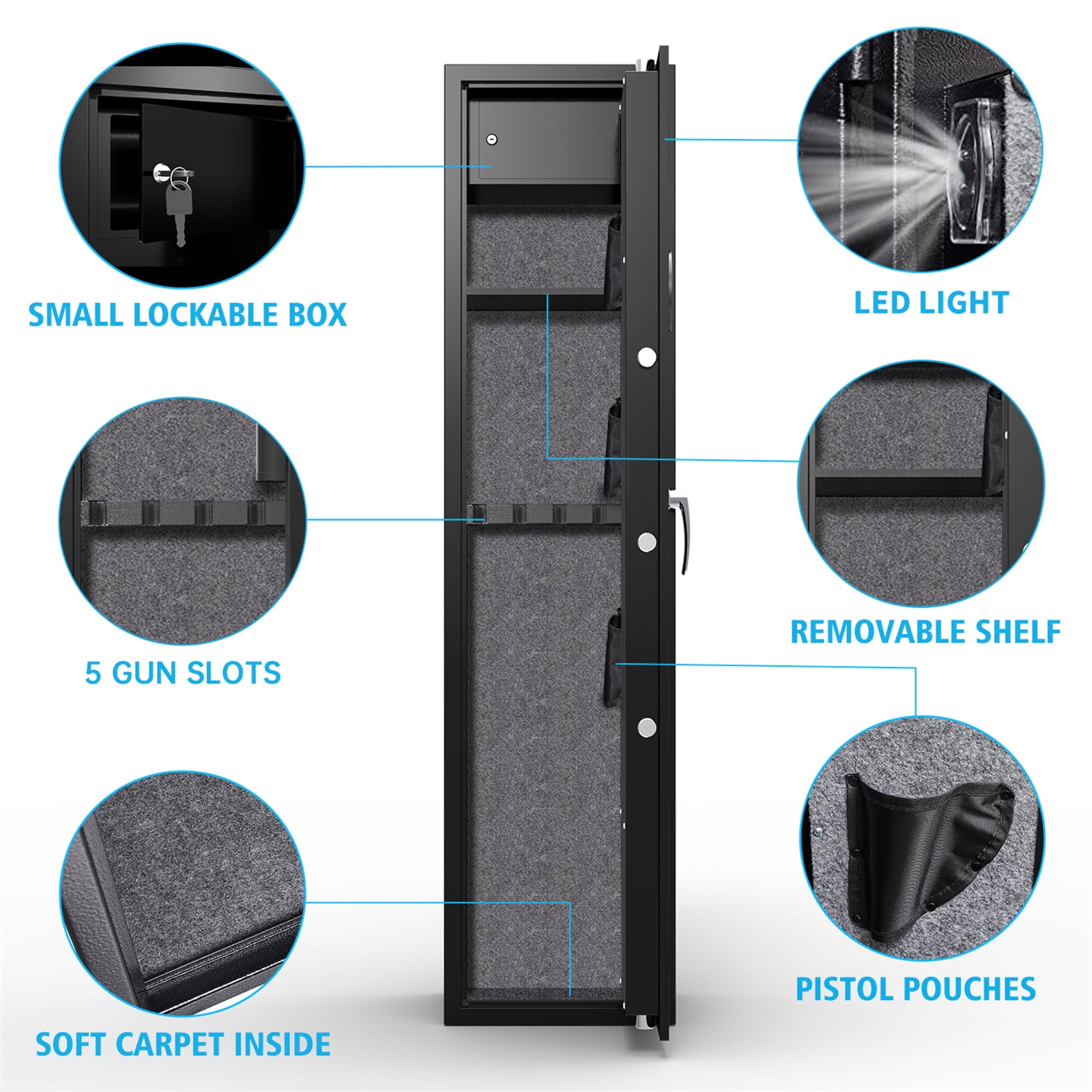 Large Capacity Quick and Easy Access Fingerprint Gun Safe, 4-5 Gun ...