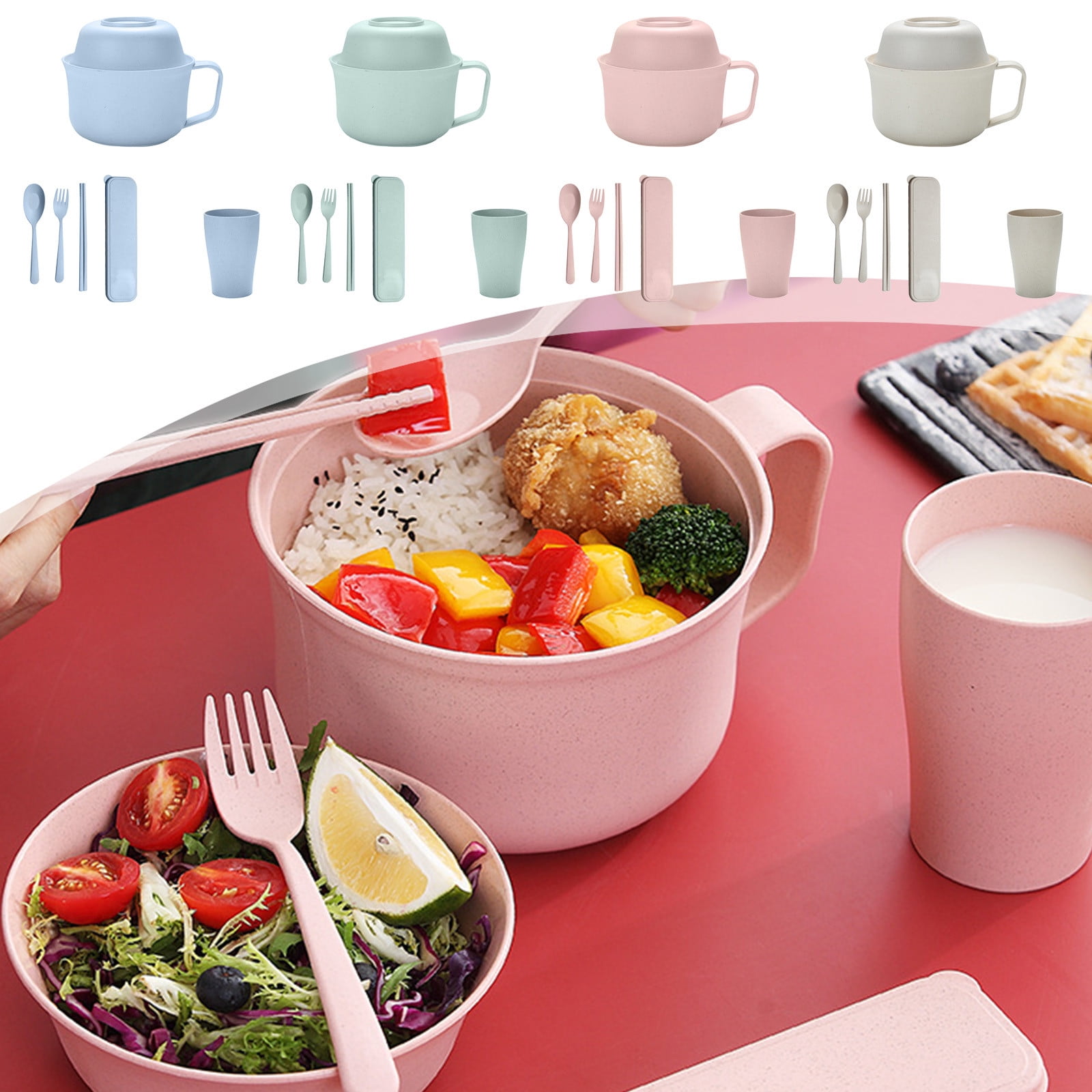 Large Capacity Ramen Noodle Bowl Set with Utensils - 6.1 inch Bowl, Lid ...