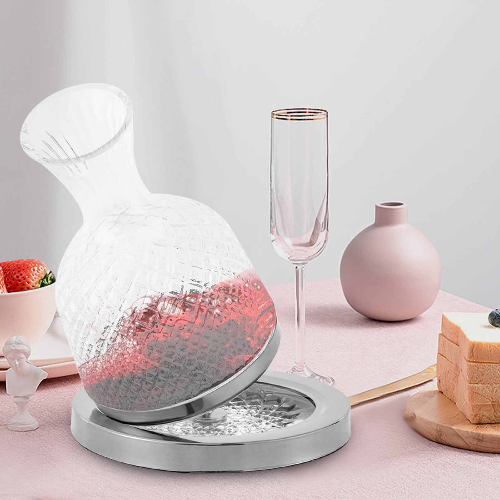 Large Capacity Red Wine Decanter Set 360 Rotation Crystal-Glass-Bottle ...