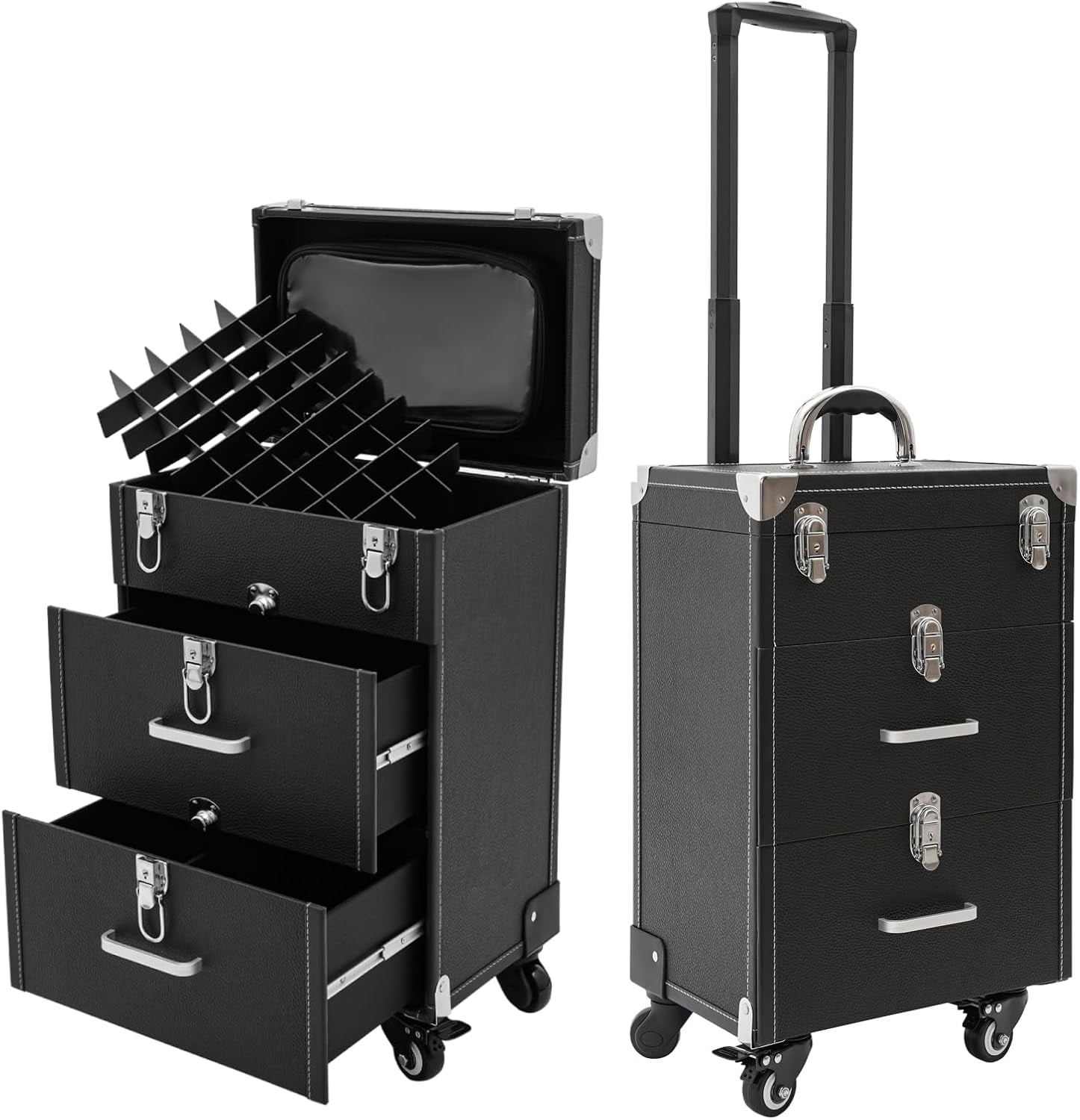 Large Capacity Rolling Cosmetic Case, Travel Trolley Case Mobile ...