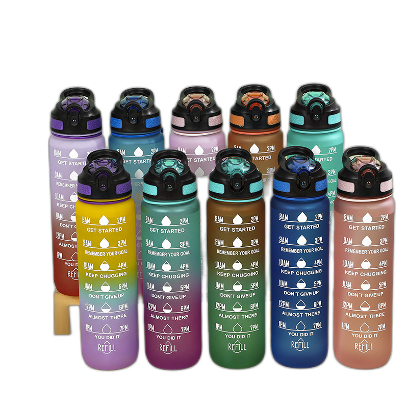 Large-Capacity Sports Cup Gradient Color Plastic Outdoor Portable ...
