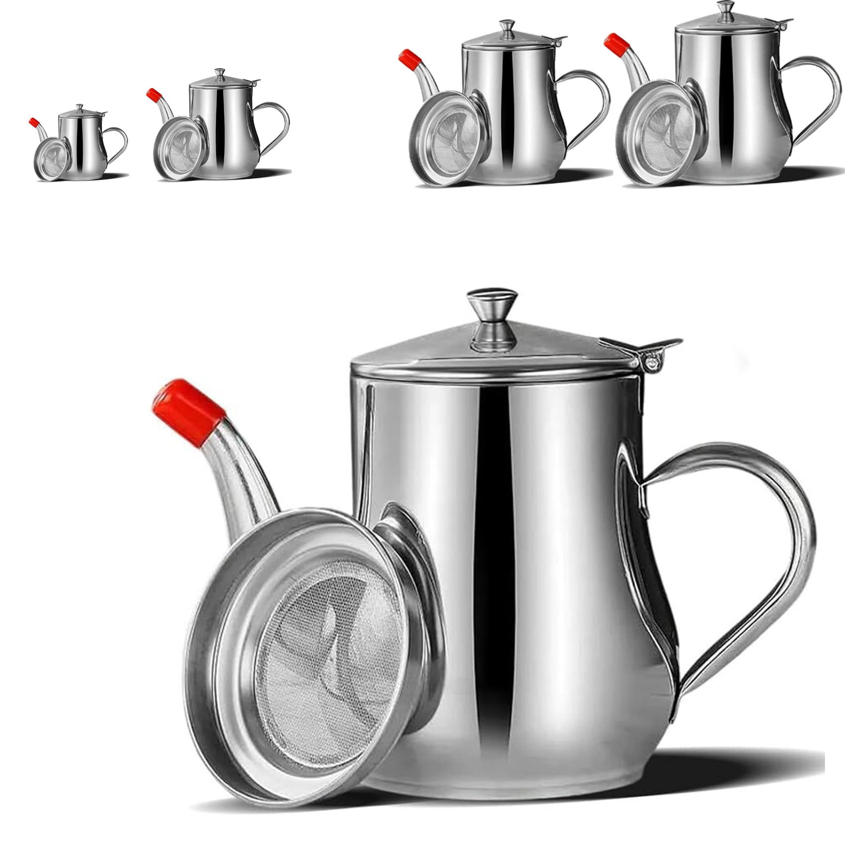 Large Capacity Stainless Steel Oil Strainer Pot, Reusable Bacon Grease ...