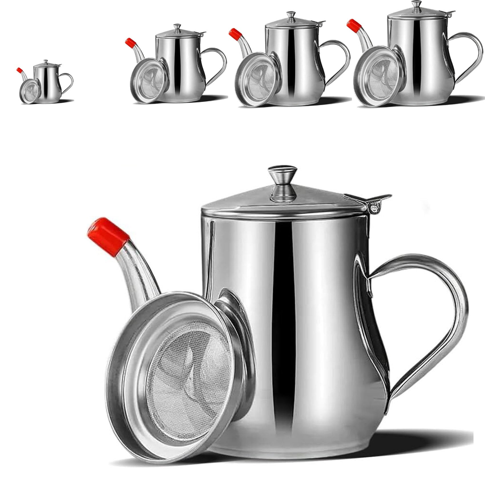 Large Capacity Stainless Steel Oil Strainer Pot, Reusable Bacon Grease ...